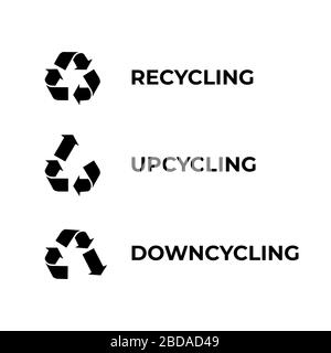 Recycle, upcycle, downcycle symbol isolated on white background Stock ...