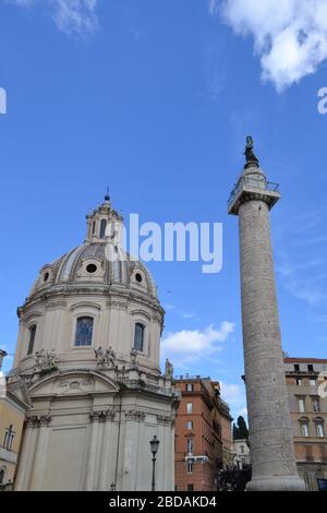 View of Trajan's Column, Rome, in the 18th century. Base with double ...