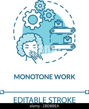 Monotone work blue concept icon. Upset girl. Woman yawning. Overworked ...