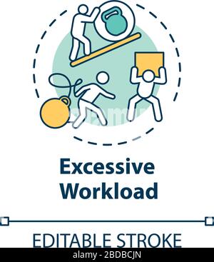 Overwork at work vector line icon, linear concept, outline sign, symbol ...