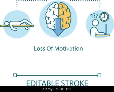Job dissatisfaction concept icon. Burnout idea thin line illustration. Feeling unmotivated. Poor ...