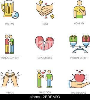 Connection linear icons set. Bond, Link, Unite, Fellowship, Association ...