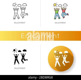 Enjoyment RGB color icon. Friendship, togetherness, happiness, friendly ...