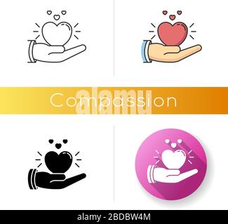 Compassion pink flat design long shadow glyph icon. Emotional support ...