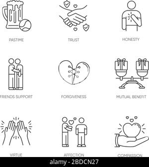Mutual partnership line icons collection. Synergy, Collaboration ...