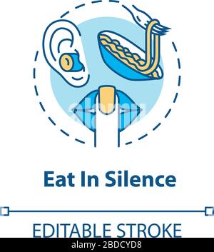 Eat in silence concept icon. Conscious nutrition idea thin line ...