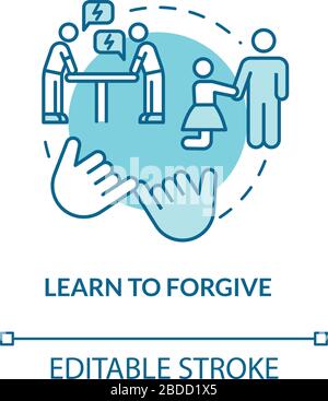 Learn to forgive concept icon. Friendship relationship advice ...