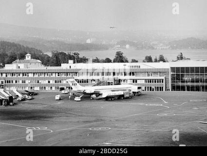 Fornebu International Airport, FBU, Oslo. Interior of terminal, lounge ...