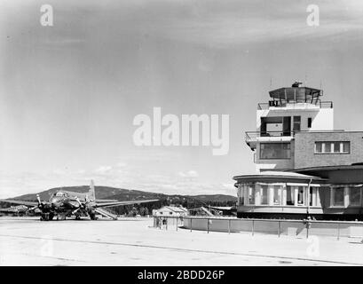 Fornebu International Airport, FBU, Oslo. Interior of terminal, lounge ...