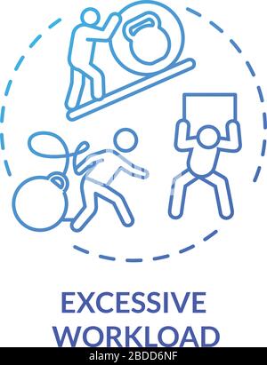 Excessive workload concept icon. Overwhelmed workaholic. Difficult work ...