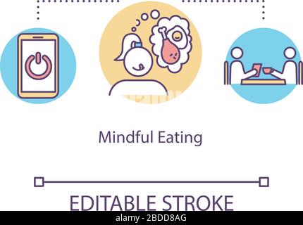 Appreciating your food concept icon. Conscious nutrition, mindful ...