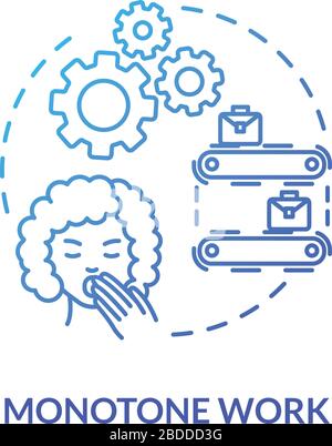 Monotone work concept icon. Woman yawning. Overworked lady. Boring ...