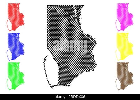 Gulf of America doodle line contour of map. Transparent vector hand ...