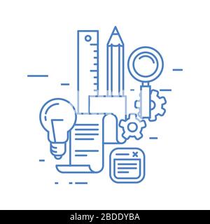 Science learning vector line icons set. Science, Biology, Chemistry ...
