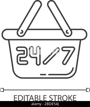 Simple 24-hour convenience store icon. Retail store. Editable vector ...