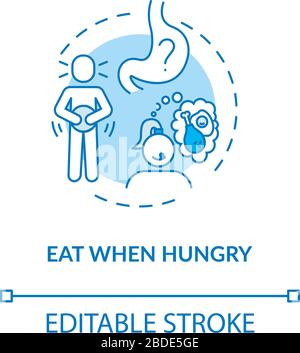 Eat when hungry concept icon. Conscious nutrition, mindful eating idea ...