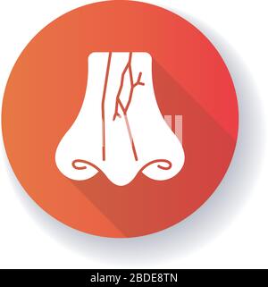 Nasal fracture icon. Broken nose bone. Crack in nose cartilage. Facial ...