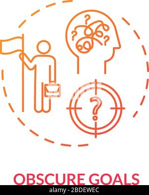 Obscure goals concept icon. Chaos in direction. Complicated task ...