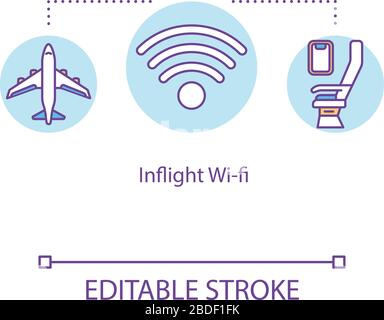 Inflight wifi concept icon. Airplane service. Internet onboard ...