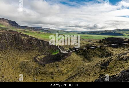 The Grabrok Volcano Crater in the western region of Iceland Stock Photo ...