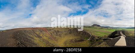 The Grabrok Volcano Crater in the western region of Iceland Stock Photo ...