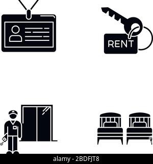 Key card glyph icon, hotel and access, electronic pass sign, vector ...