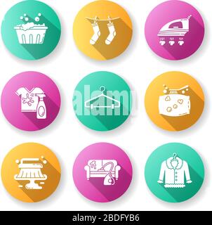 Laundry flat icons with long shadow, stock vector Stock Vector Image ...