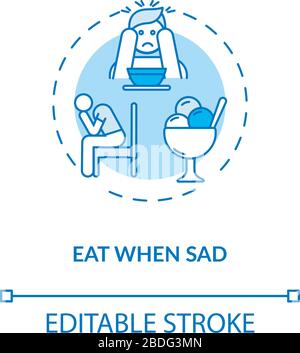 Mindless eating concept icon. Unhealthy nutrition, overeating idea thin ...