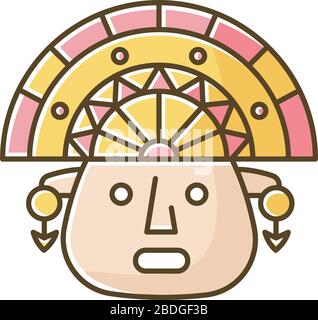Aztec Headdress Icon Vector Outline Illustration Stock Vector Image ...