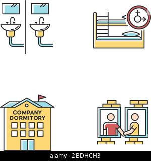 Company dormitory RGB color icon. Housing complex. Living ...