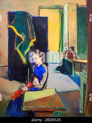 "Interior with a Black Folding Screen" (1947) by Josef Floch (1894–1977 ...