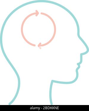 repeat arrows inside human head line style icon vector design Stock ...