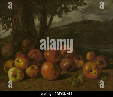 Gustave Courbet - Still Life with Apples Pear and Pomegranates Stock ...