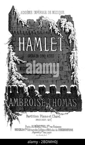 The cover of the piano-vocal score for 'Hamlet,' an opera by Ambroise ...