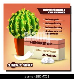 Hemorrhoids Oral Treatment Advertising Poster Vector Stock Vector Image ...