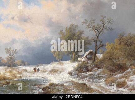 'Winter Landscape' (1869) by Remigius Adrianus Haanen captures a serene ...