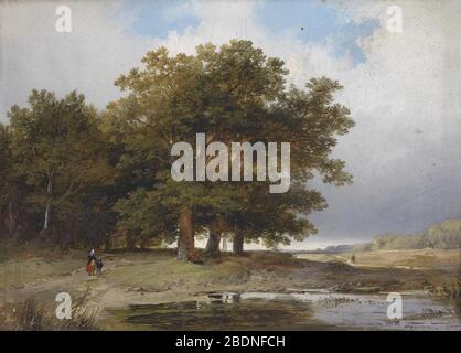 Remigius Adrianus Haanen - Landscape in summer with decorative figures ...