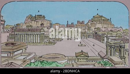 Ancient Rome city. 1. Capitoline Hill. 2. Palatine Hill. 3. Roman ...