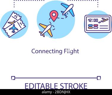 Connecting flight concept icon. Traveling multiple planes, changing ...