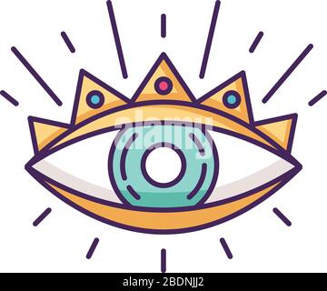 Eye of Providence RGB color icon. Occult symbol. All seeing eye with ...