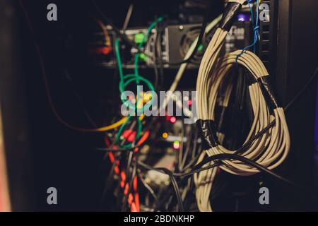 Switchboard panel with messy cables connections,The PABX Stock Photo ...