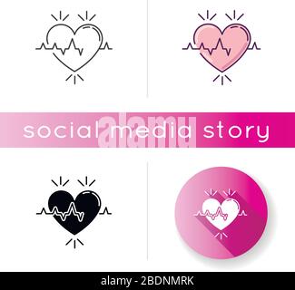 heart pulse rhythm cardio shadow vector illustration eps 10 Stock ...