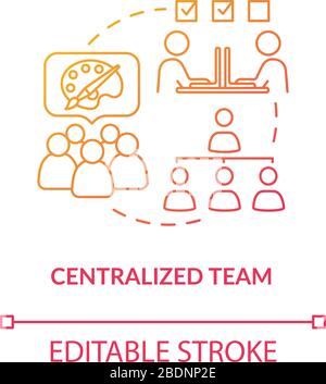 Centralized team, collaboration type concept icon. Designers teamwork ...