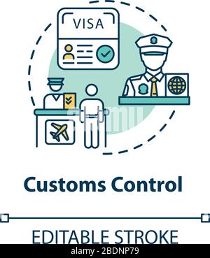 Customs control concept icon. Passengers passport check and boarding ...