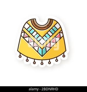 Latino American poncho ornament vector for greeting card. Turtle ...