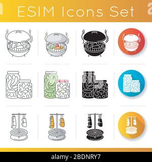 Pickling icon. Linear black and RGB color styles. Food conservation ...