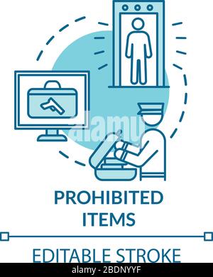 Prohibited items concept icon. Airport luggage and passengers security ...