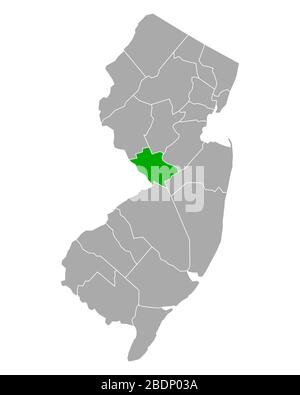 Map of Mercer in New Jersey Stock Photo - Alamy