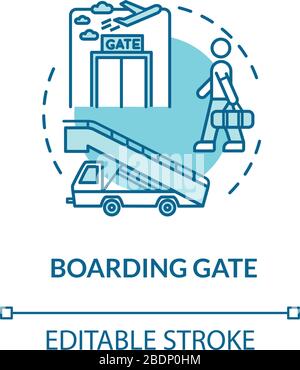 Line drawing of a passenger boarding bridge connecting an airplane to ...