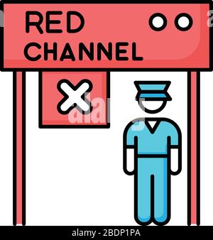 Red channel concept icon. Airport custom control idea thin line ...